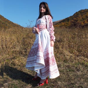 Woman Slavic Cotton Dress "bazhena", Ethnic Dress Bazhena, Cotton Dress ...