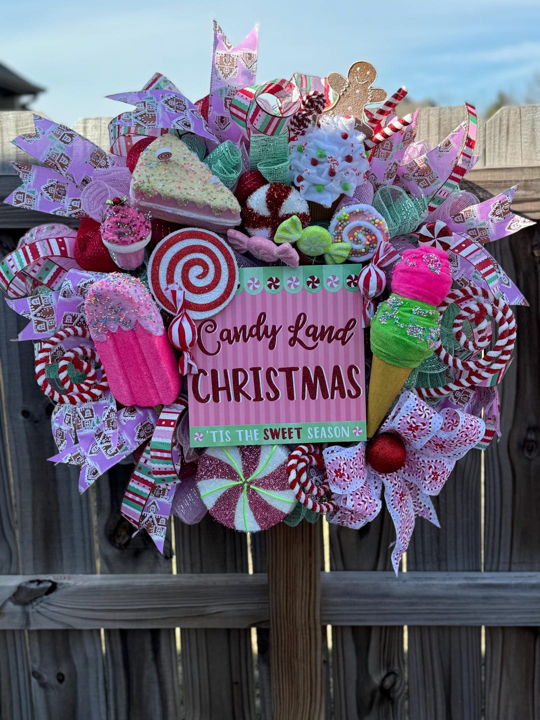 Pink, Mint and Red Candyland Merry Christmas Wreath With Popsicle, Ice ...