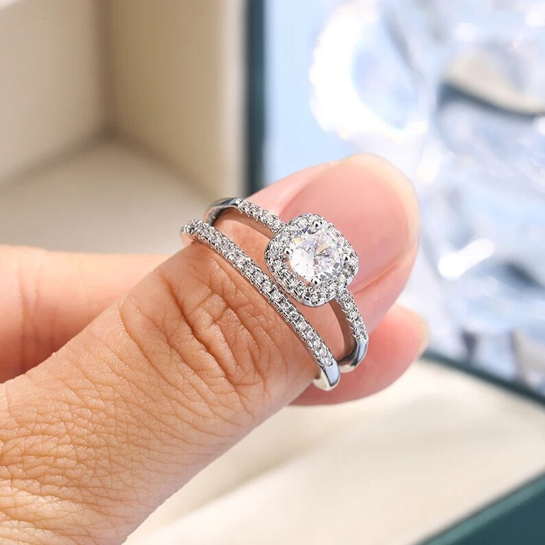 High Quality Ring-diamond Simulation Dainty Promise Ring sterling ...