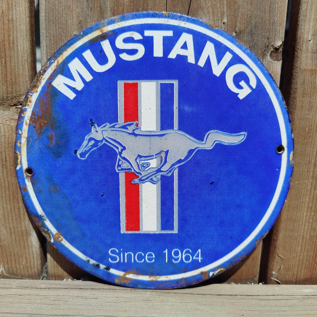 Vintage Ford Mustang Logo Since 1964 Porcelain Enamel Metal Metal Sign ...