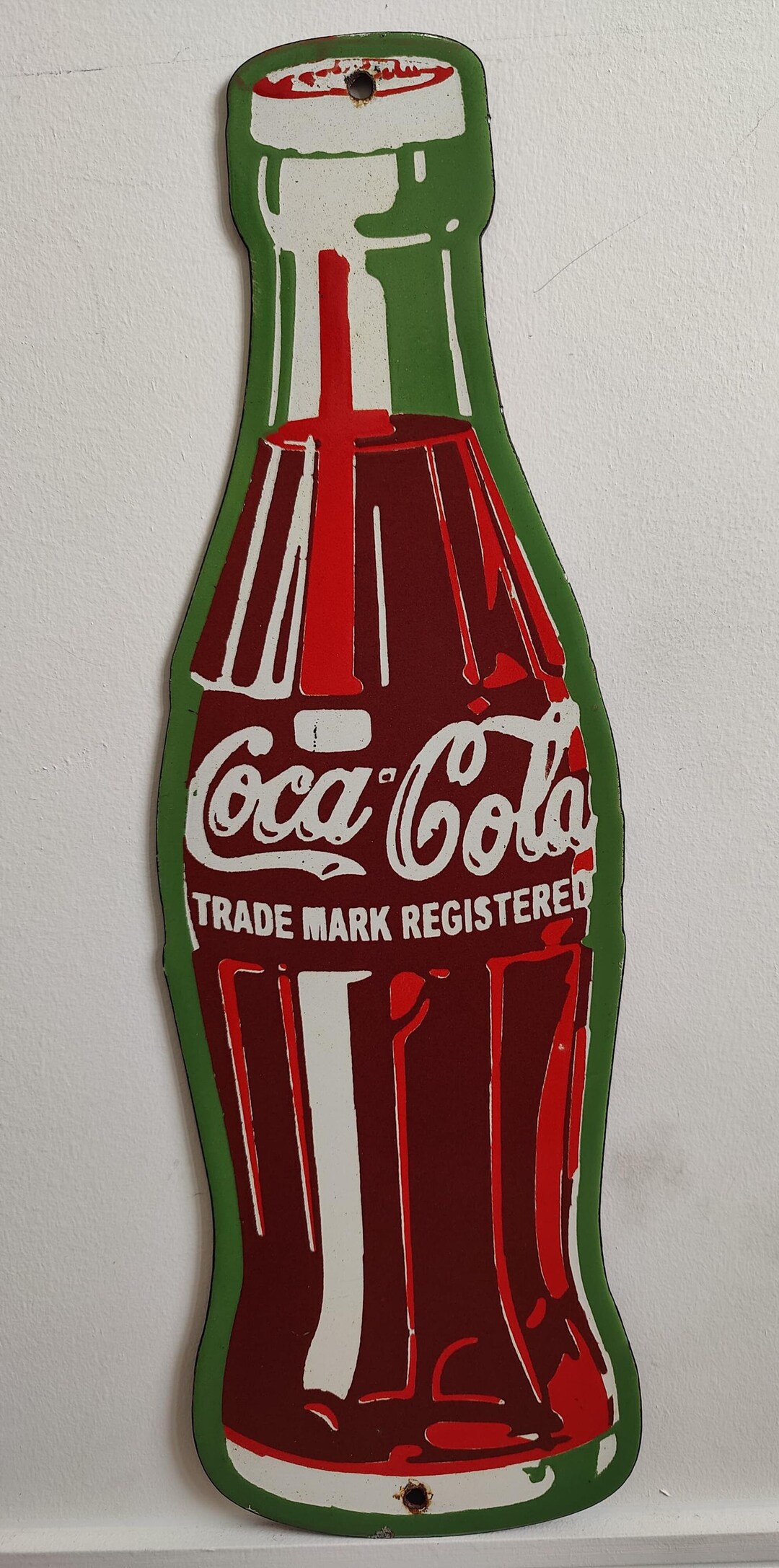 Vintage COCA COLA BOTTLE Porcelain Enamel Metal Coke Soda Sign Size 22 ...