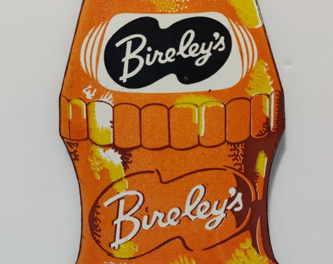 Vintage BIRELEY'S Soda Pop Bottle Porcelain Enamel Sign 12" X 5" Inch ...