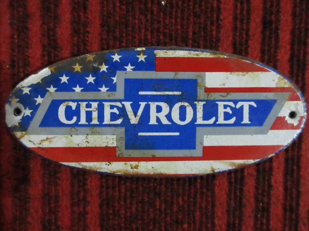 Vintage CHEVROLET Motor Cars Logo 1960s Porcelain Enamel Meatal Sign 7 ...