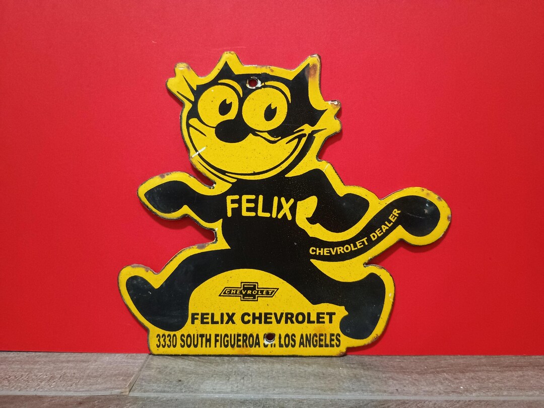 Vintage Felix Chevrolet Porcelain Sign: Los Angeles Automotive ...