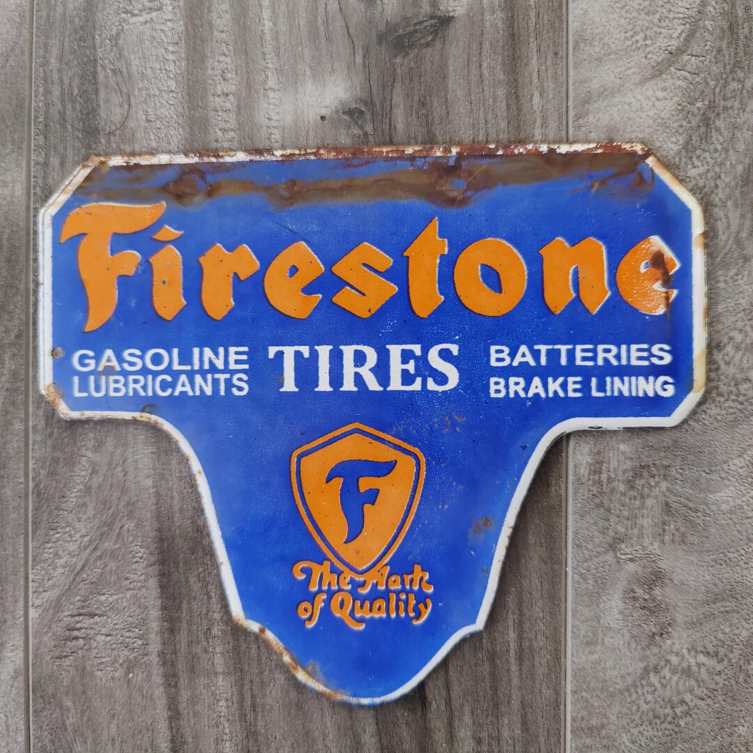 Vintage FIRESTONE TIRES Porcelain Enamel Metal Metal Sign 6" X 5" Inch ...