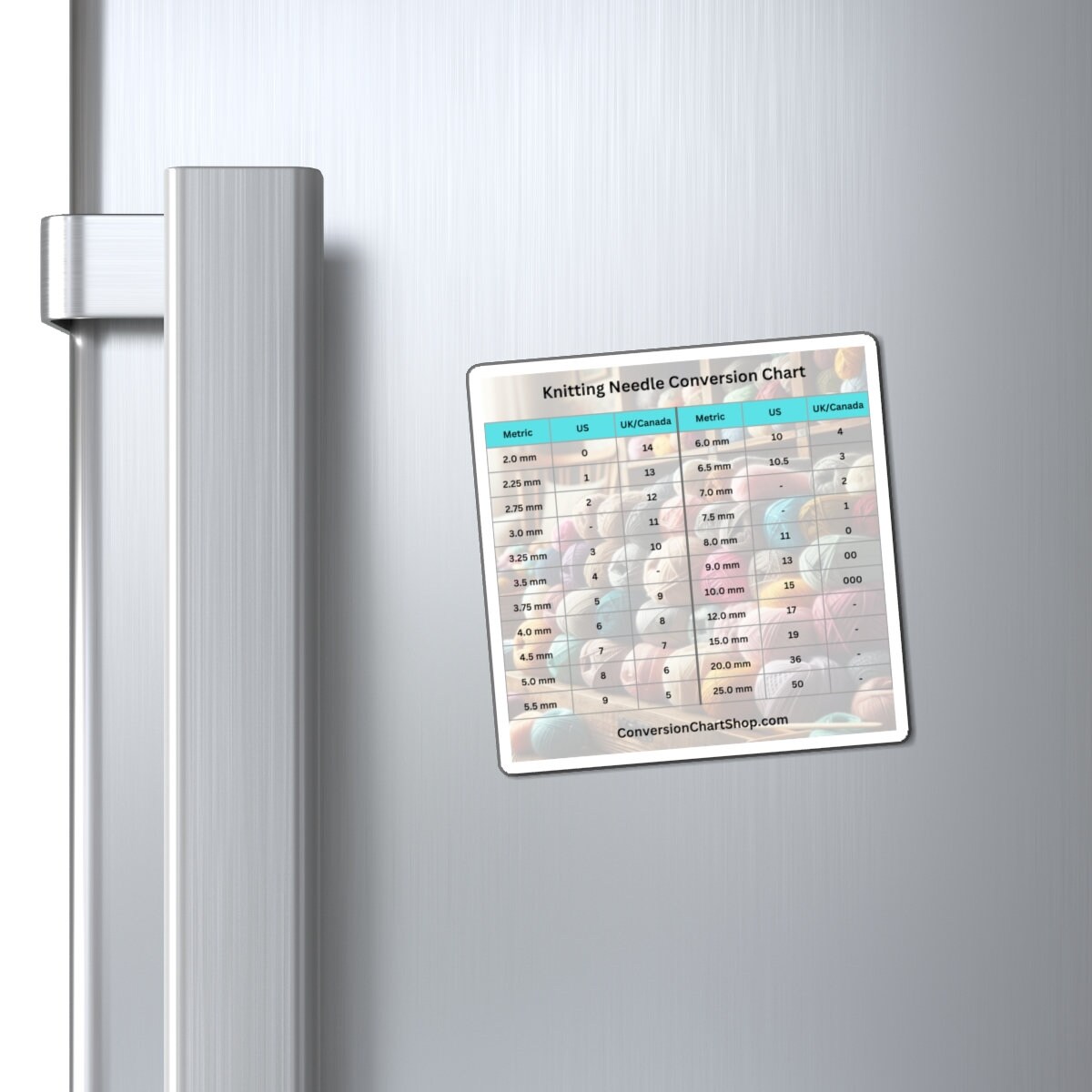 Knitting Needle Conversion Chart Magnet - Etsy