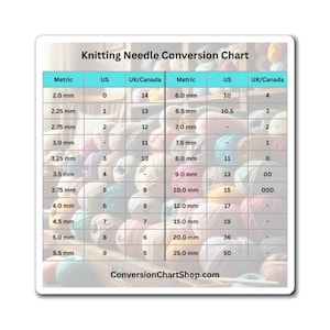 Knitting Needle Conversion Chart Magnet - Etsy