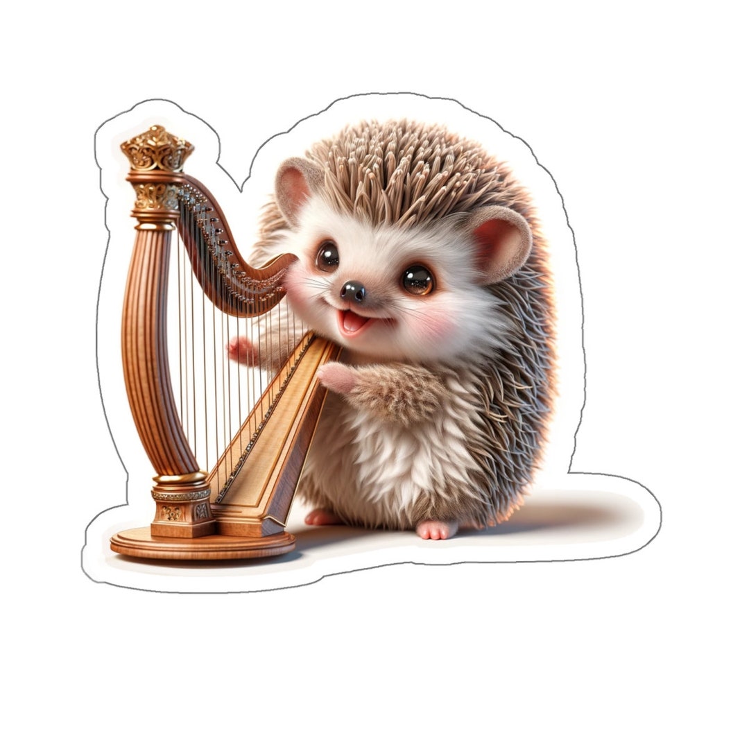 Hedgehog Harp Sticker // Irish Music Sticker for Instrument Case ...
