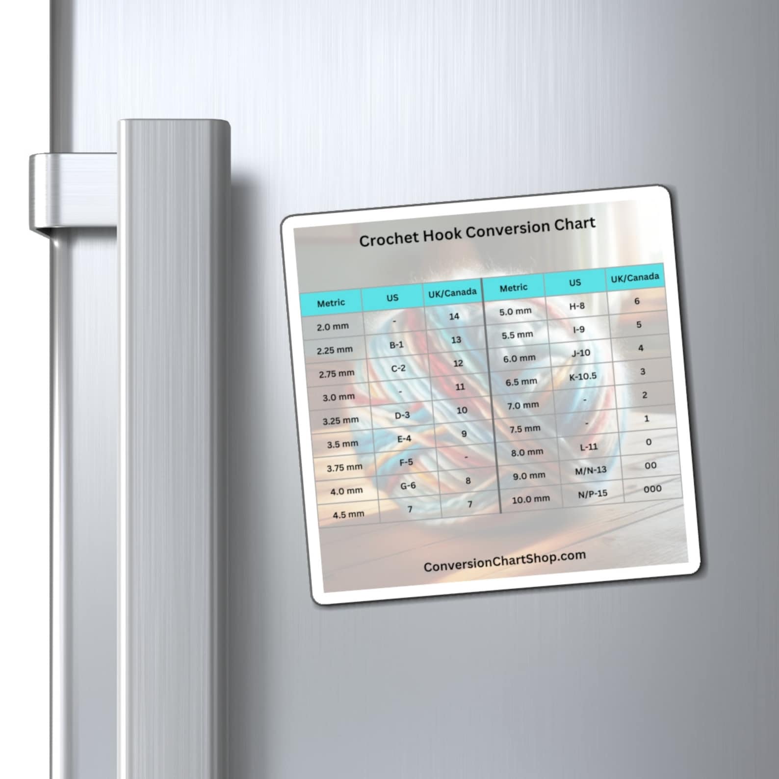 Crochet Hook Conversion Chart Magnet - Etsy
