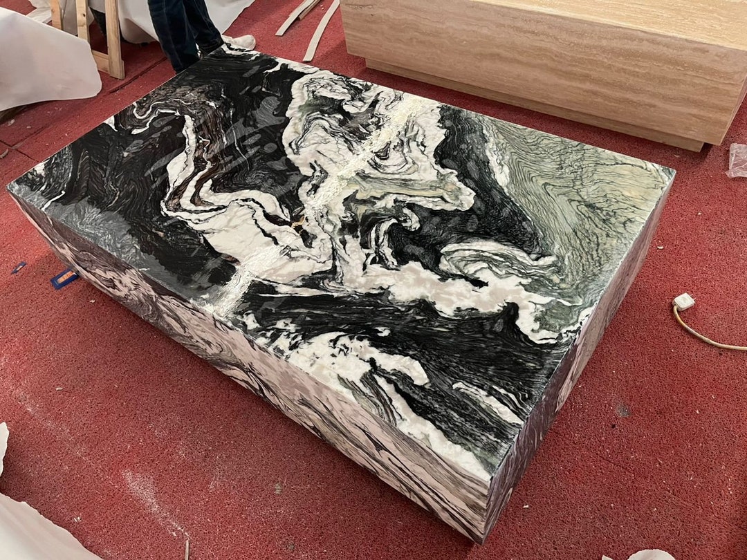 Custom Rossa Luna Marble Coffee Table 55x32in Ready to Ship Side Table ...