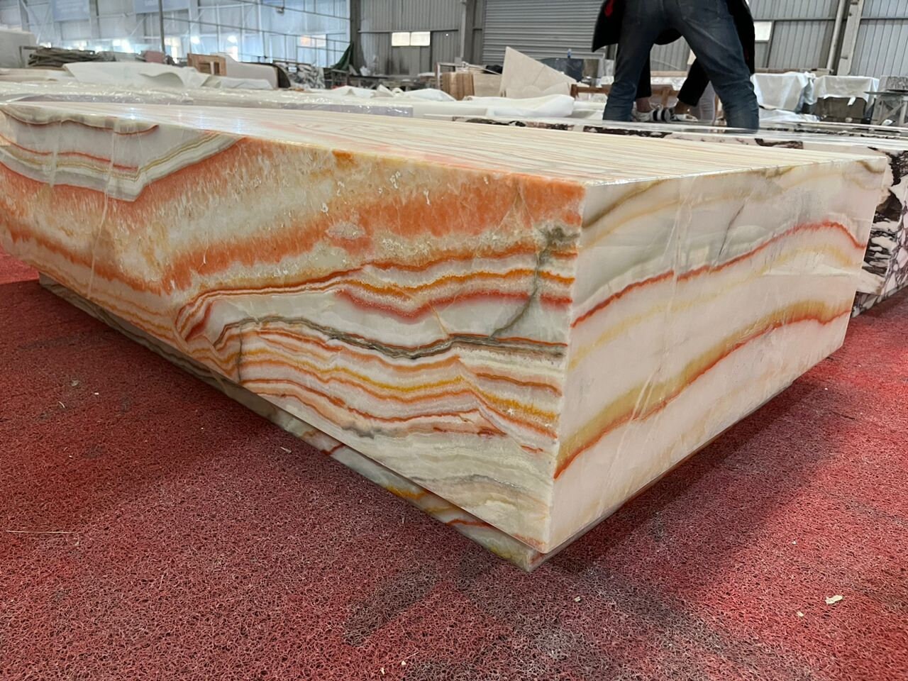 Custom Rainbow Onyx Marble Coffee Table 55x32in Ready to Ship Side ...
