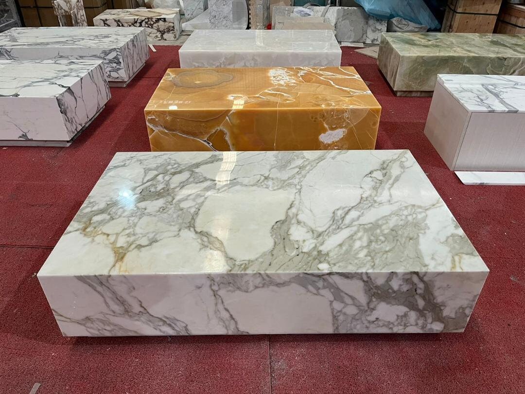 Custom Calacatta Gold Marble Coffee Table 55x32in Ready to Ship Side ...