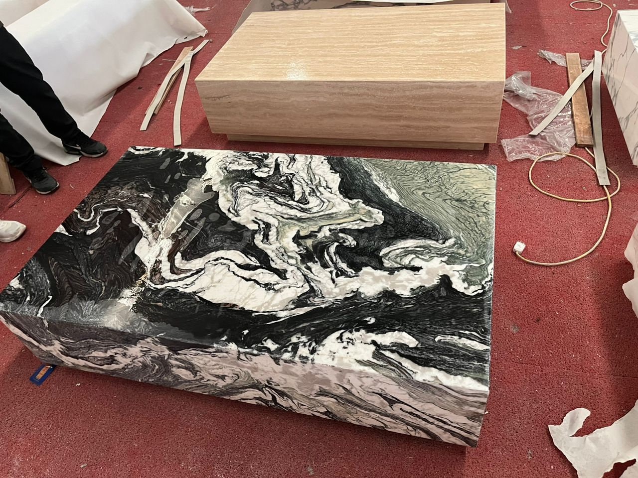 Custom Rossa Luna Marble Coffee Table 55x32in Ready to Ship Side Table ...