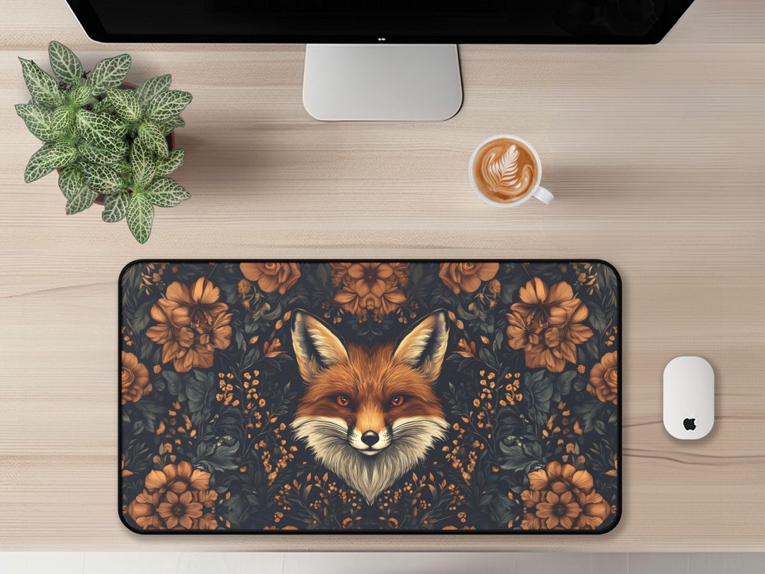 Fox Desk Mat, Aesthetic Cottagecore Design, Large Mouse Pad ,desk ...