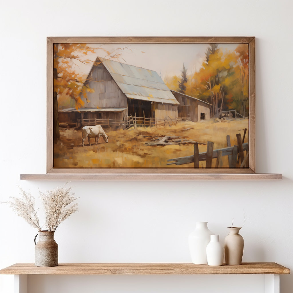 Rustic Barn Painting, Farmhouse Wall Decor, Old Barn Painting, Barn ...