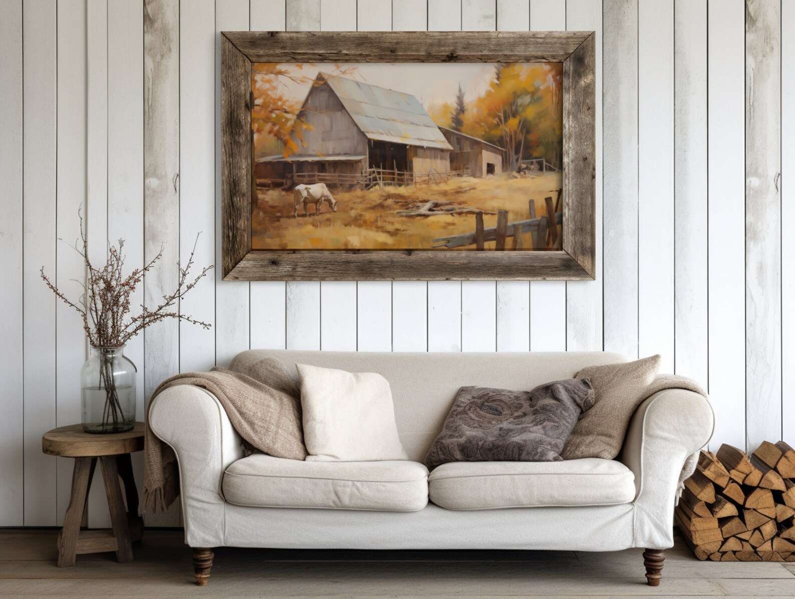 Rustic Barn Painting, Farmhouse Wall Decor, Old Barn Painting, Barn ...