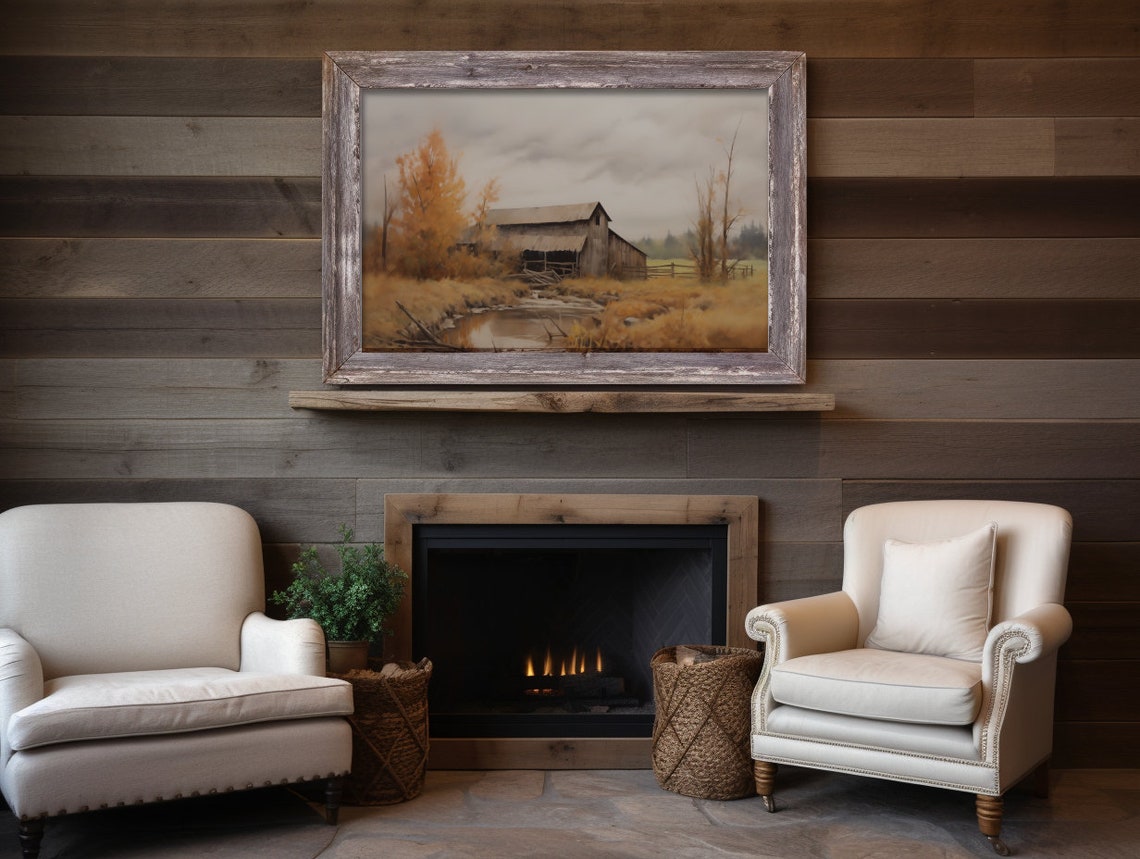 Old Barn Painting, Barn Wall Decor, Vintage Countryside Print, Old Barn ...