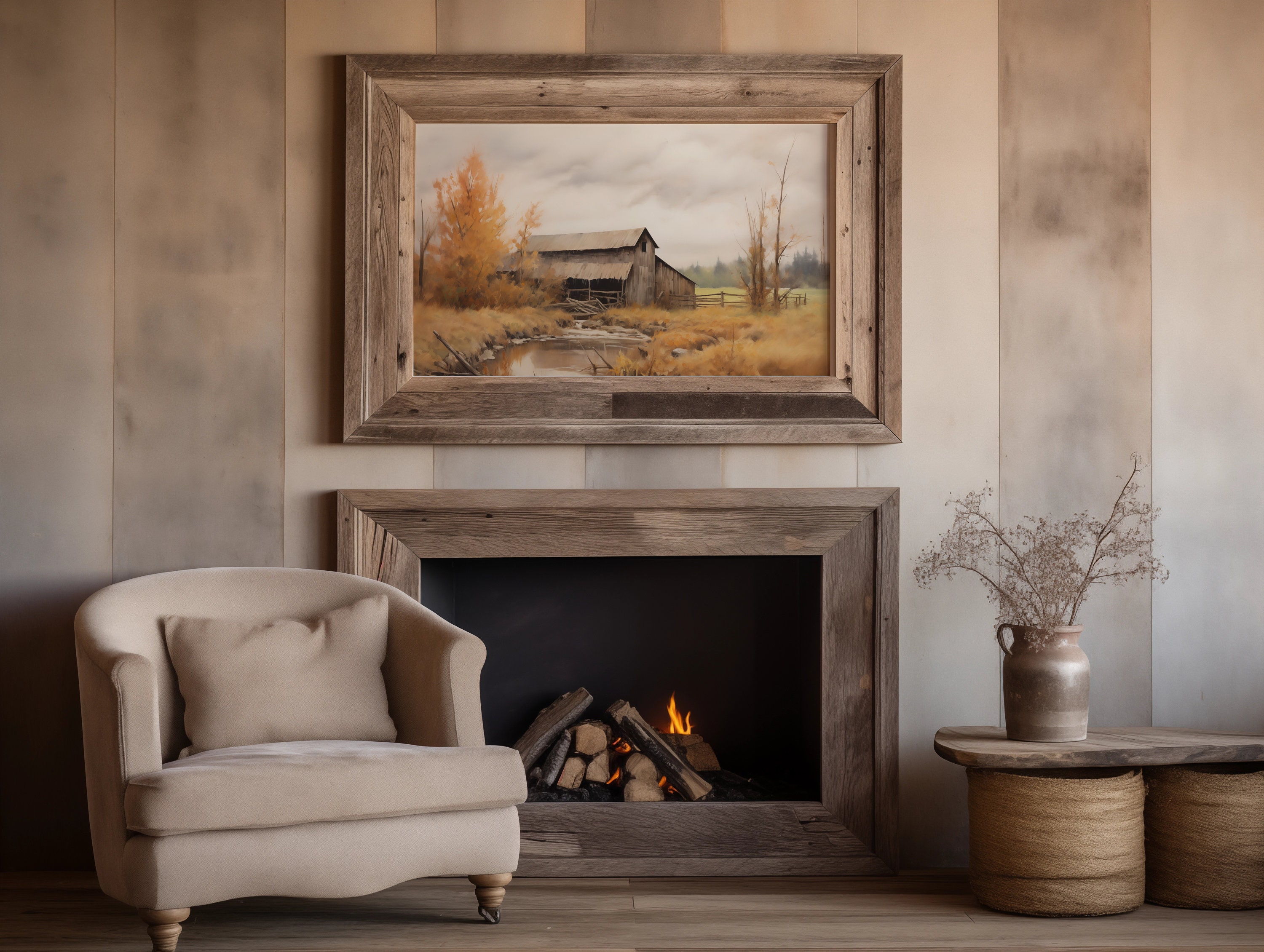 Old Barn Painting, Barn Wall Decor, Vintage Countryside Print, Old Barn ...