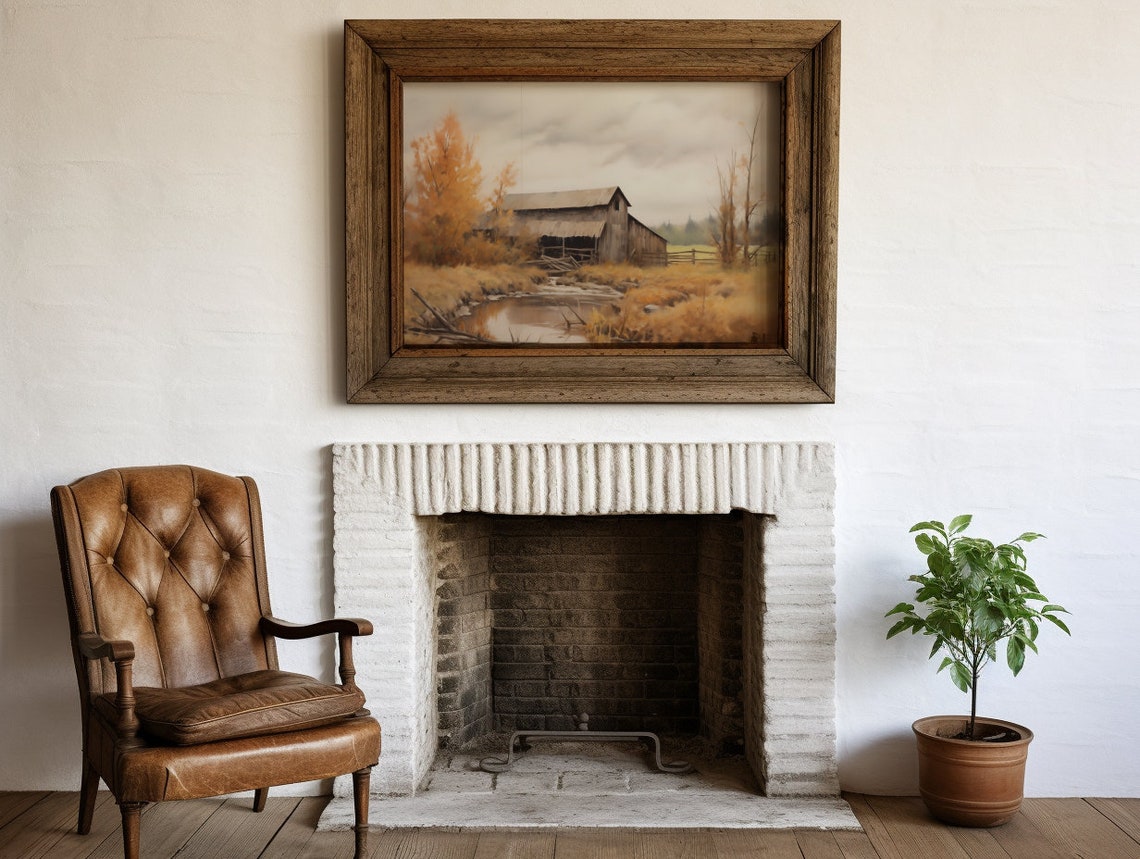 Old Barn Painting, Barn Wall Decor, Vintage Countryside Print, Old Barn ...