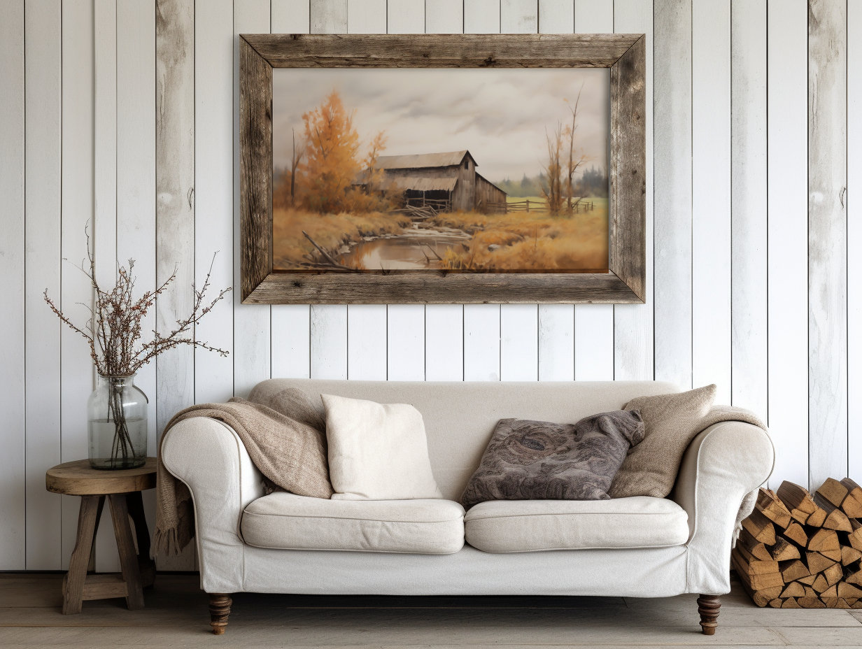 Old Barn Painting, Barn Wall Decor, Vintage Countryside Print, Old Barn ...