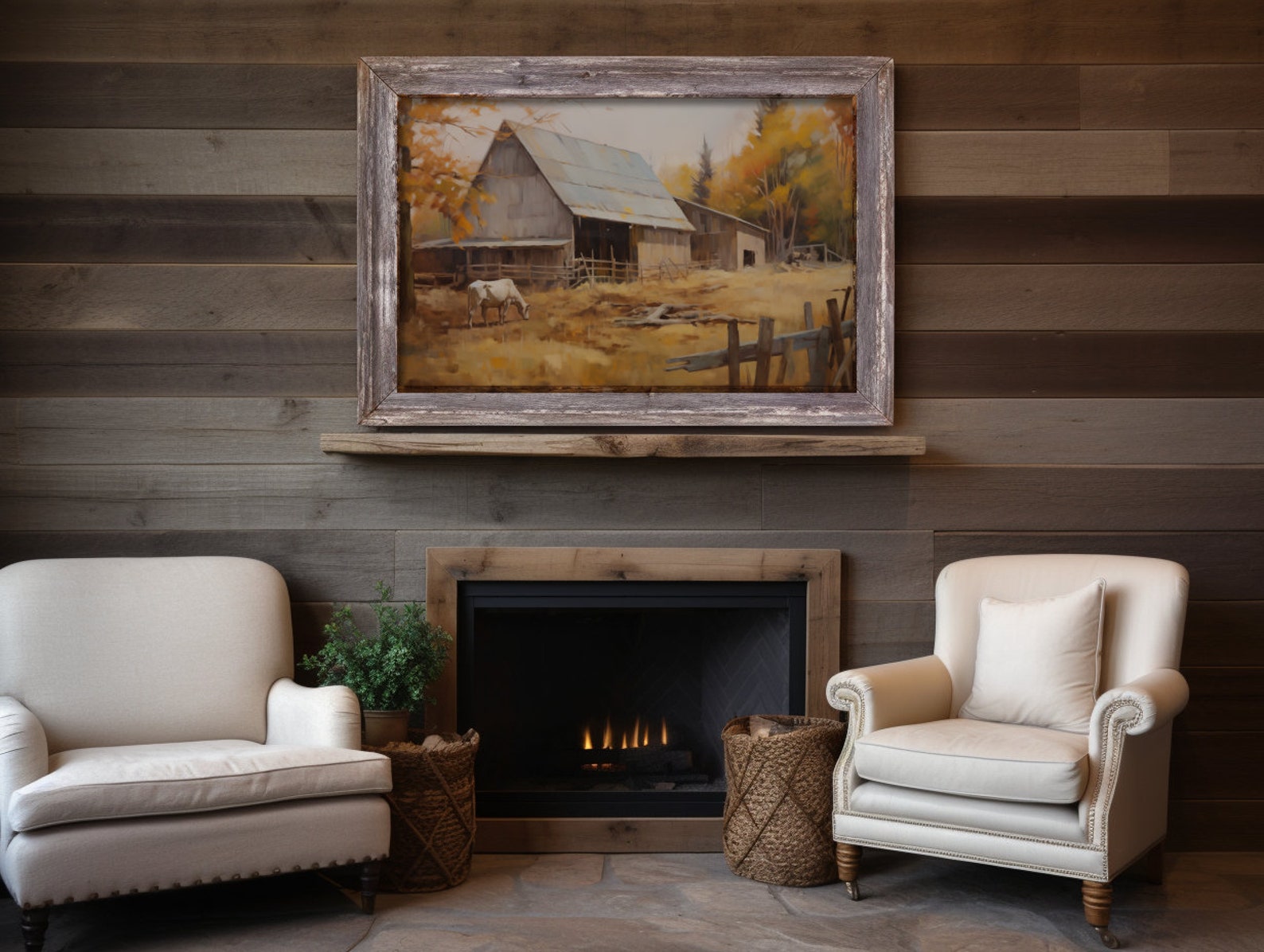 Rustic Barn Painting, Farmhouse Wall Decor, Old Barn Painting, Barn ...