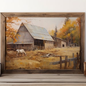 Rustic Barn Painting, Farmhouse Wall Decor, Old Barn Painting, Barn ...