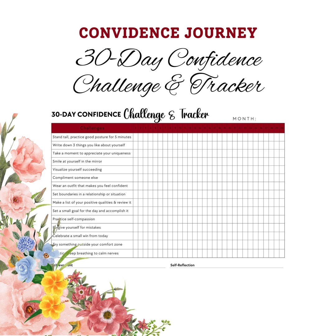 30 Day Confidence Challenge Tracker, Printable Challenge Tracker - Etsy