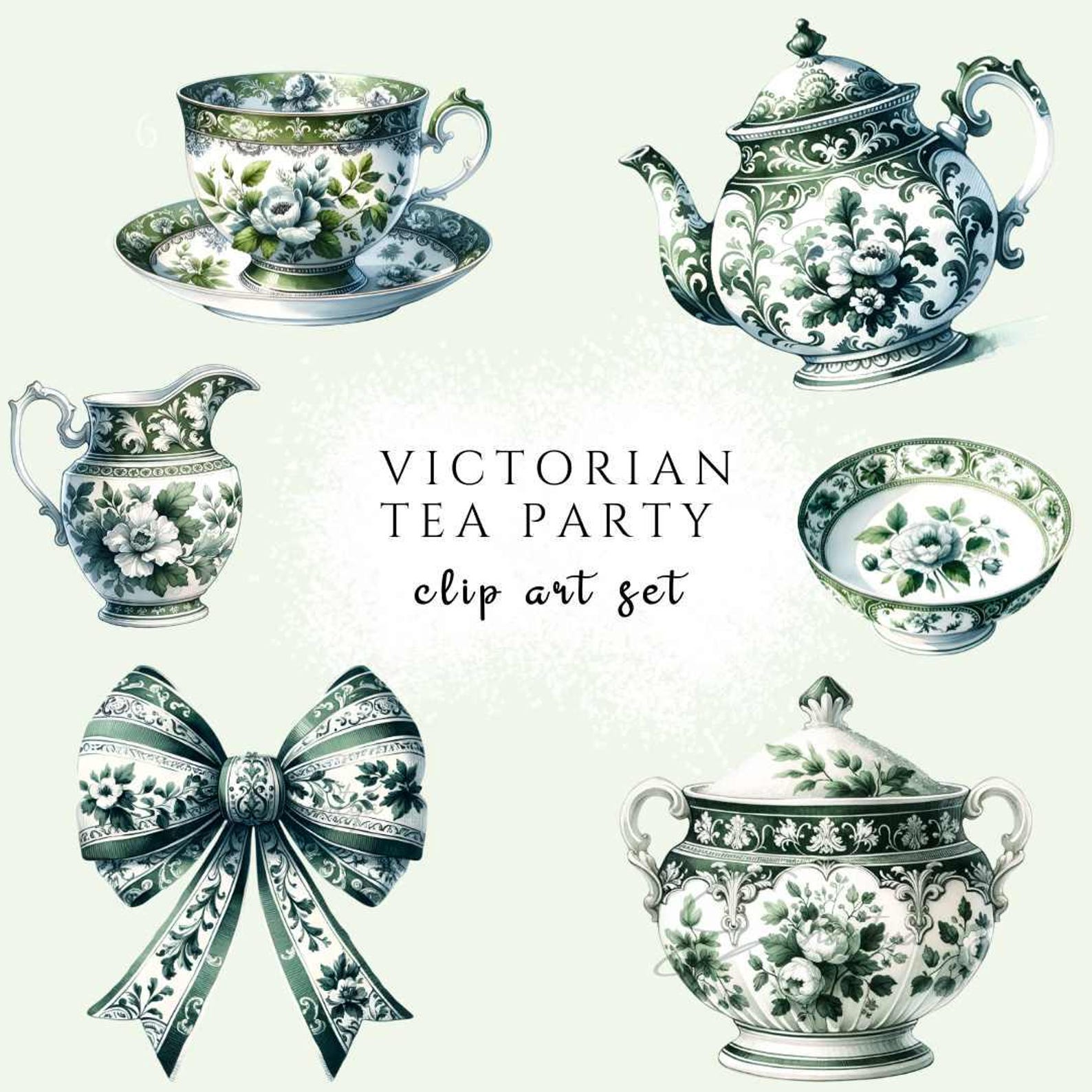 Grandmillennial Pngs, Afternoon Tea Clipart, Victorian Tea Party Clip ...