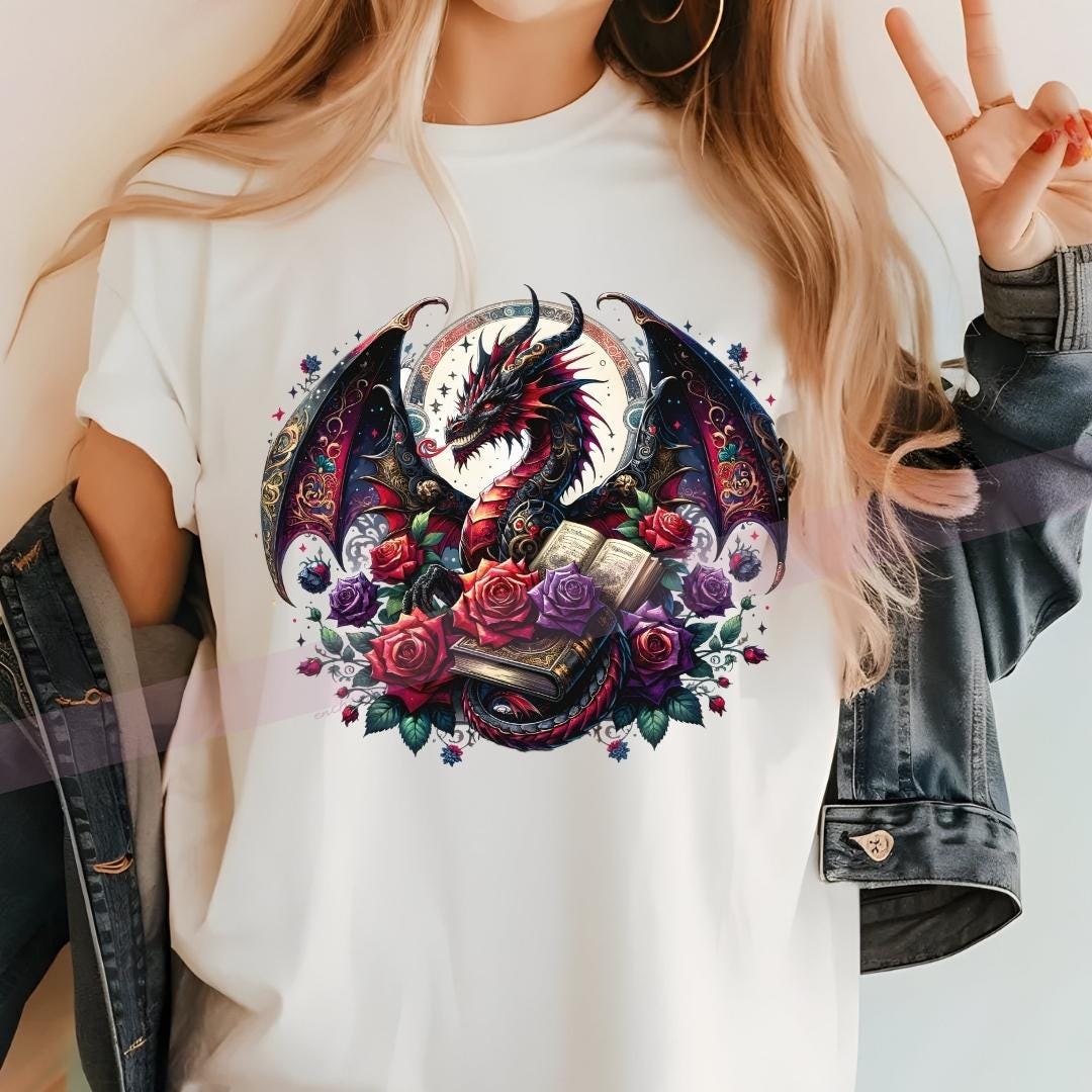 Romantasy High Fantasy Clipart, Dragon Rider Clipart, Rose Dragon ...