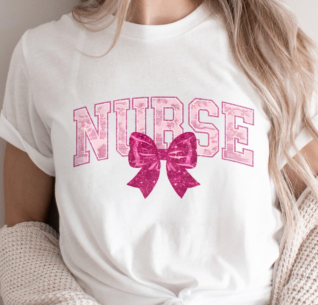 Pink Floral Nurse Varsity Png, Nursing Toile Coquette Bow Clip Art ...