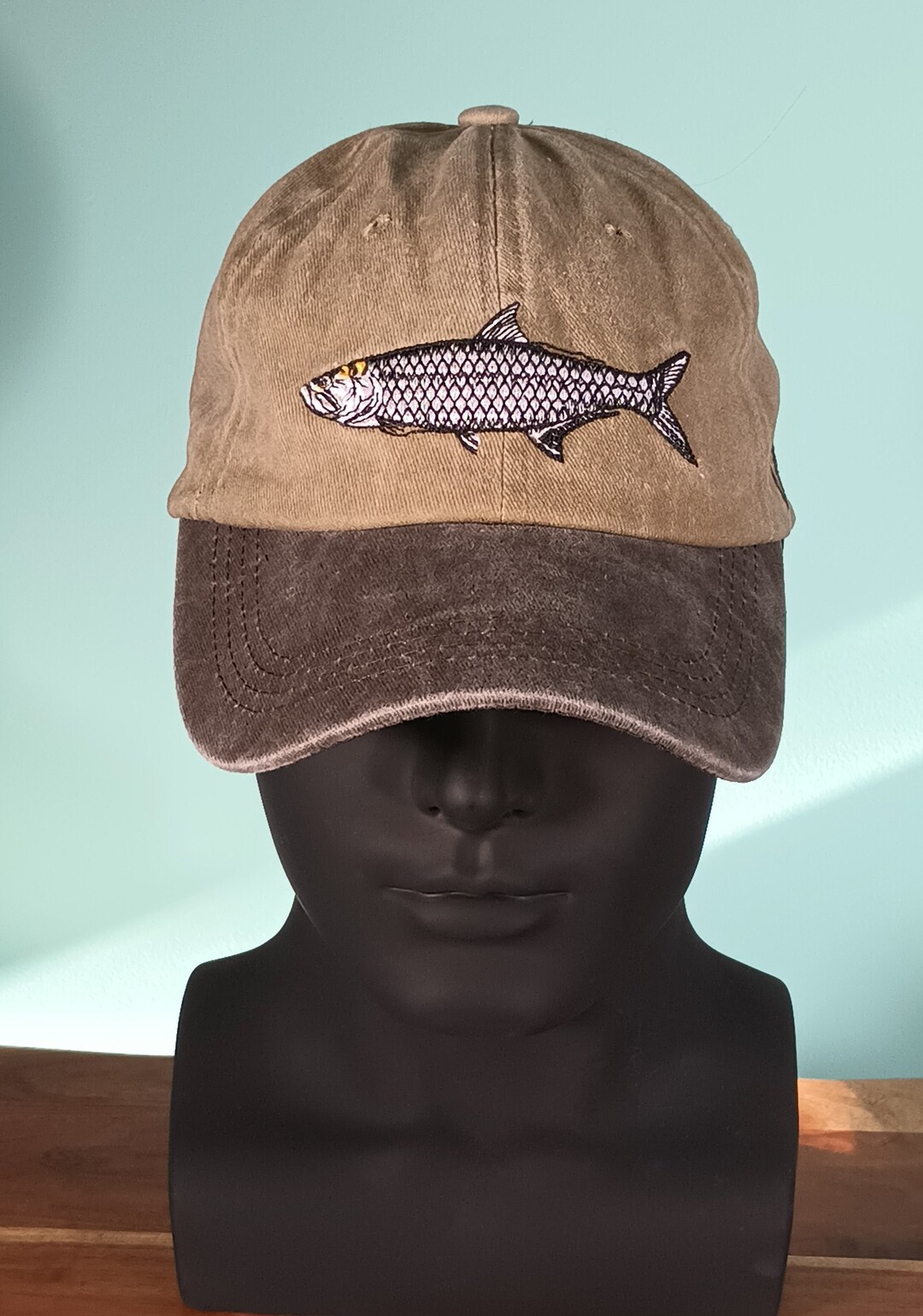 Tarpin Khaki/grey Baseball Cap Fishing Cap Hat, Gift for Fisherman - Etsy