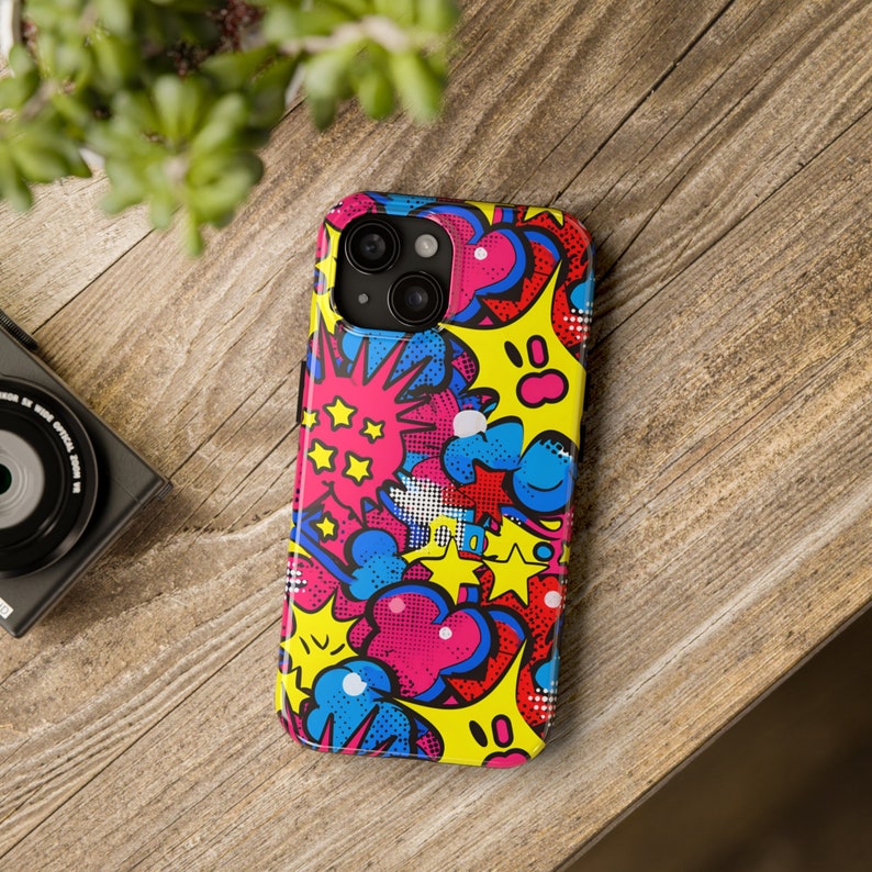 Colorful Abstract Comic Pop Phone Case, Artistic Patterned Protective ...