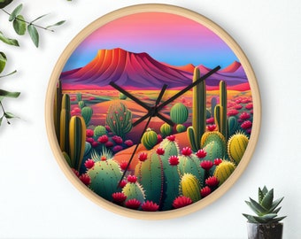 Hand Drawn Midcentury Modern Desert Wall Clock - Etsy