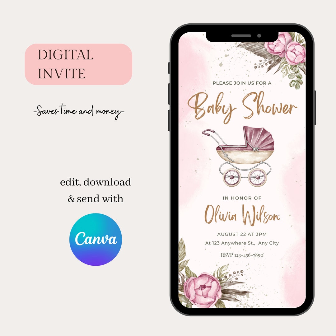 Electronic Baby Shower Invitation, Digital Invitation Baby Shower ...