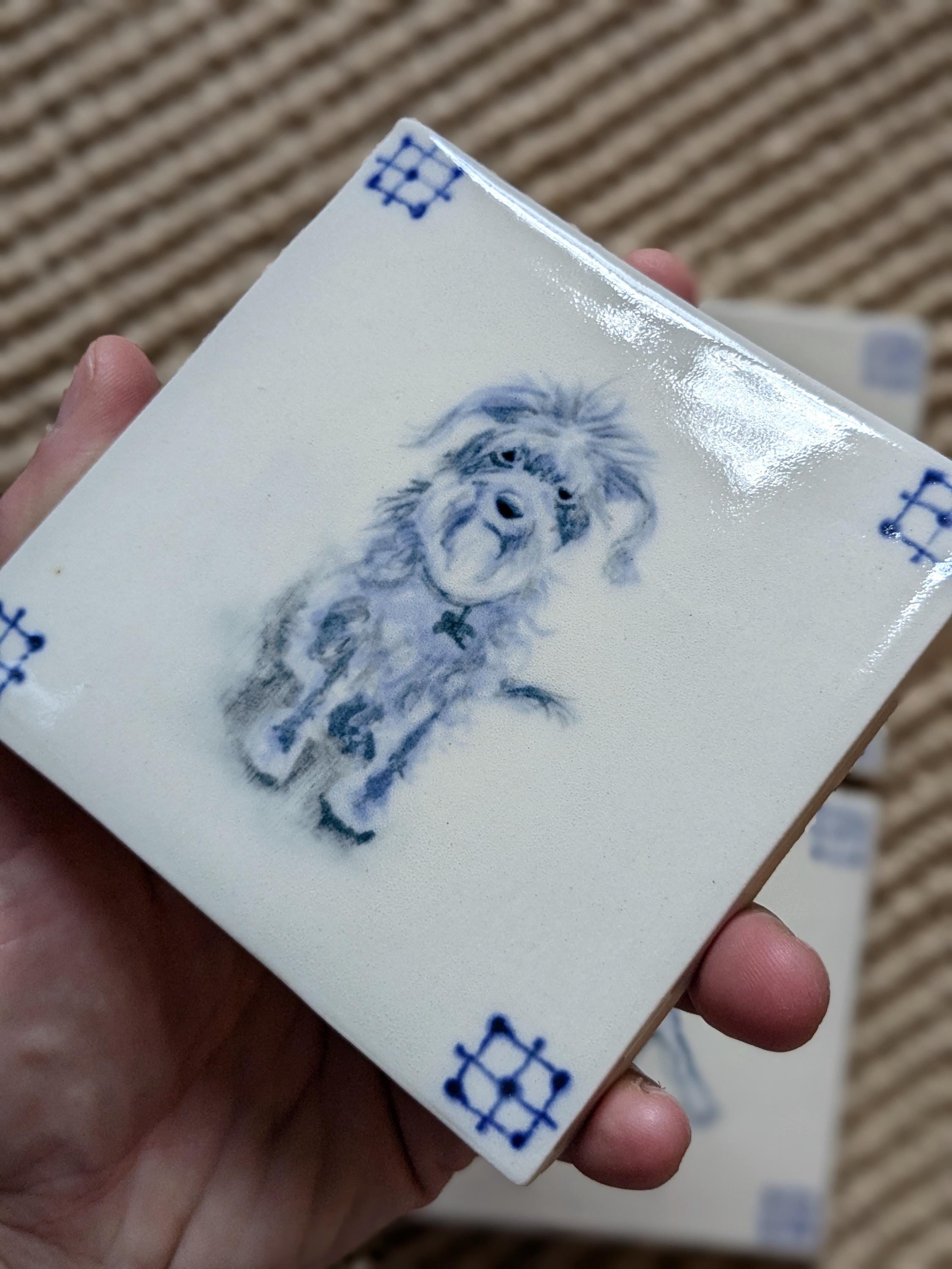 Handmade & Hand Painted Pet Motif Delft Inspired Custom Dog or ...