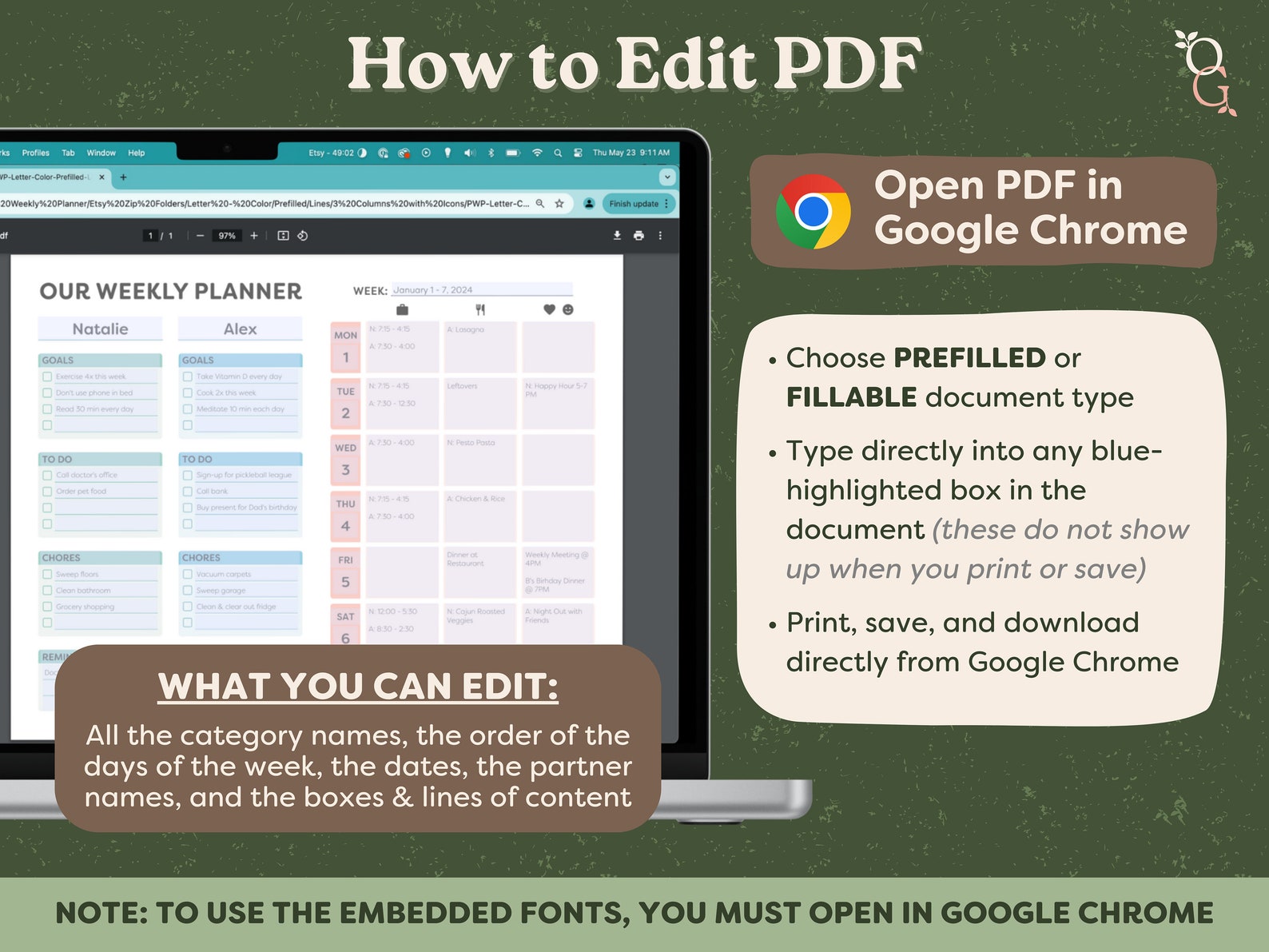 EDITABLE Partner Weekly Planner & Partner Meeting Guide, Printable ...