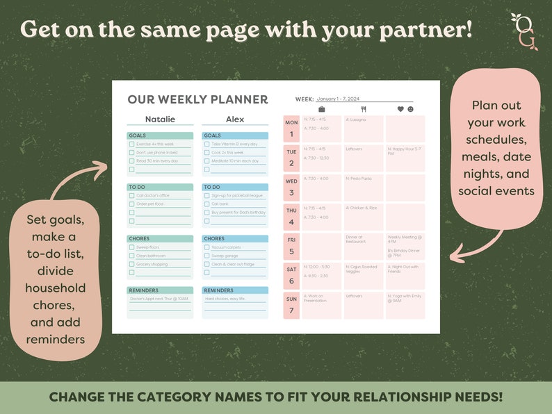 EDITABLE Partner Weekly Planner & Partner Meeting Guide, Printable ...