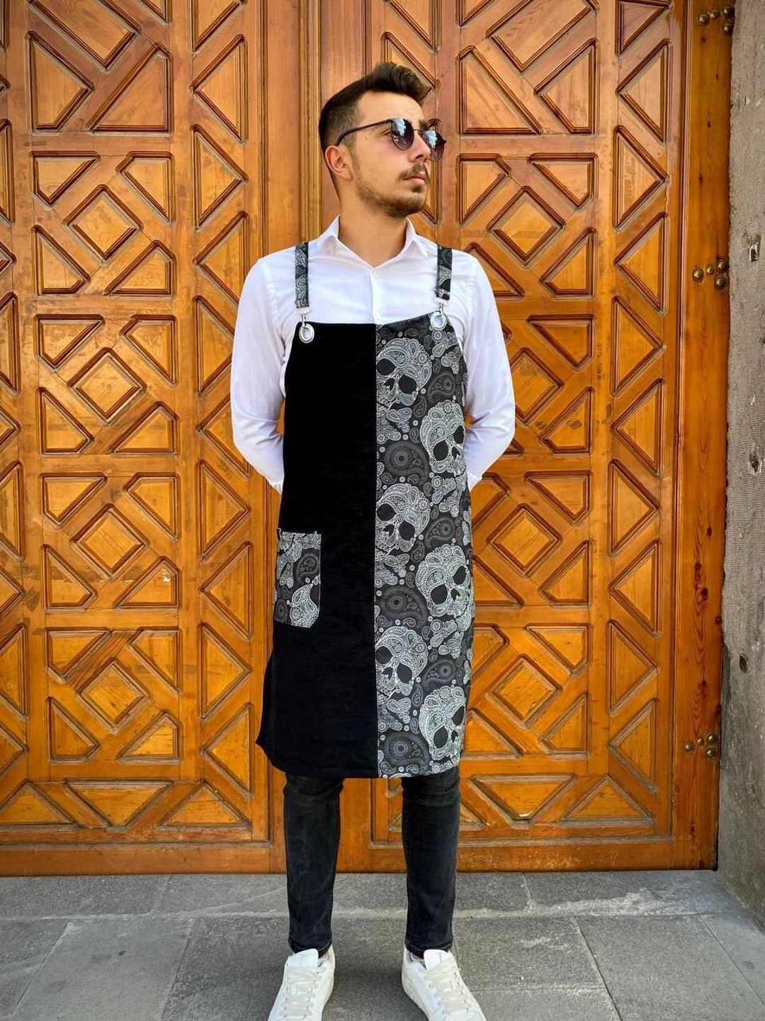Patterned Denim Apron Special Apron Free Embroidery Chef Gift Unisex ...