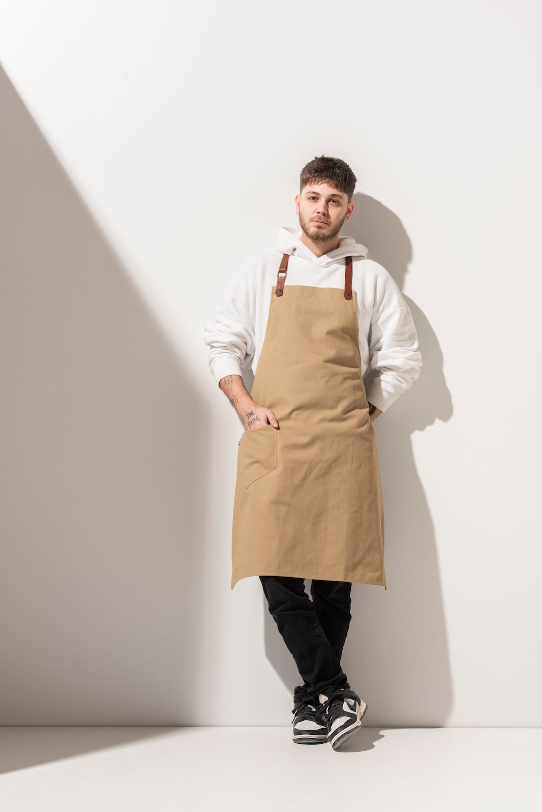 Beige Leather Strap Camel Apron Special Apron Embroidery Chef Gift ...
