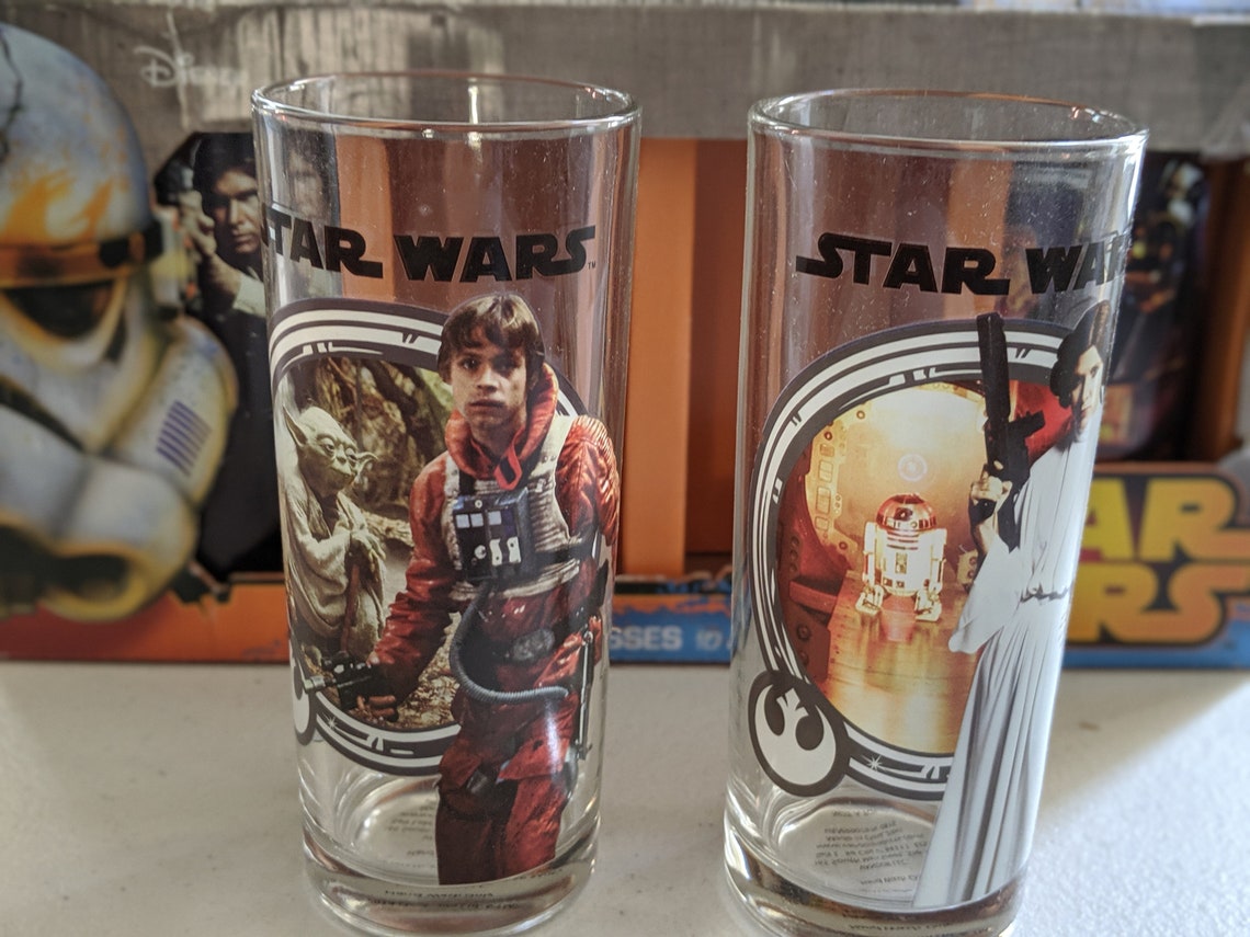 Vintage Star Wars Drinking Glasses Set Of 4 Luke Skywalker Etsy