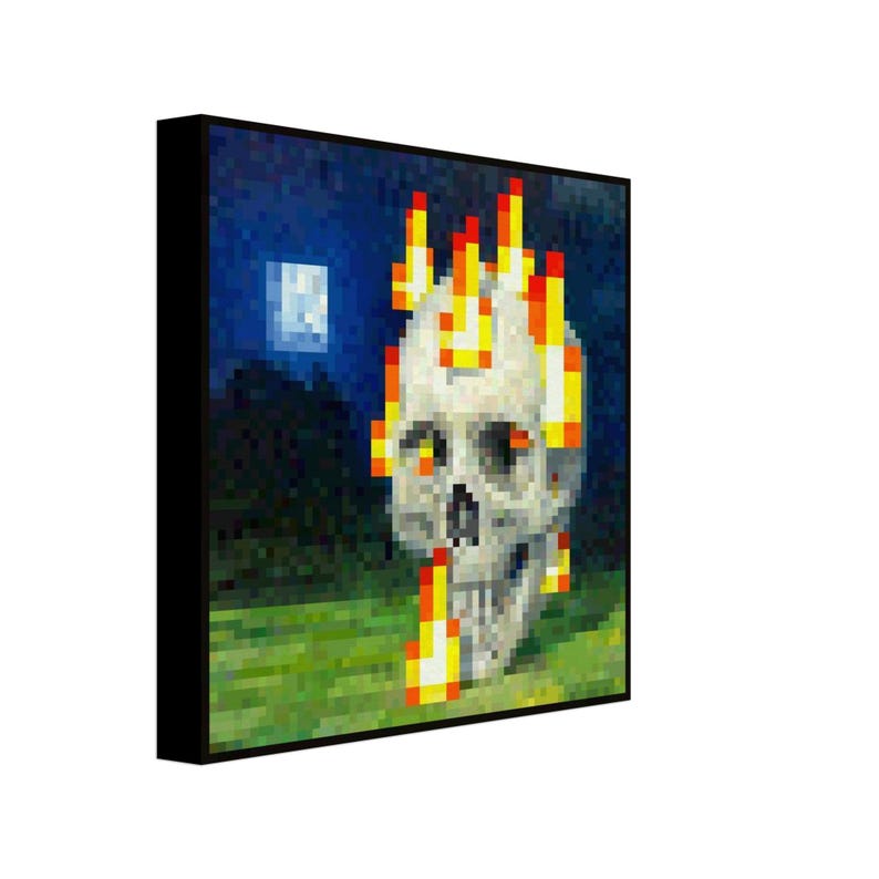 Mlnecraft Schilderij Schedel in Brand Schilderij irl Cadeau voor Gamers ...
