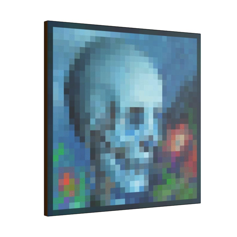 Minecraft Skull and Roses Pixel Painting Printed Canva Minecraft ...