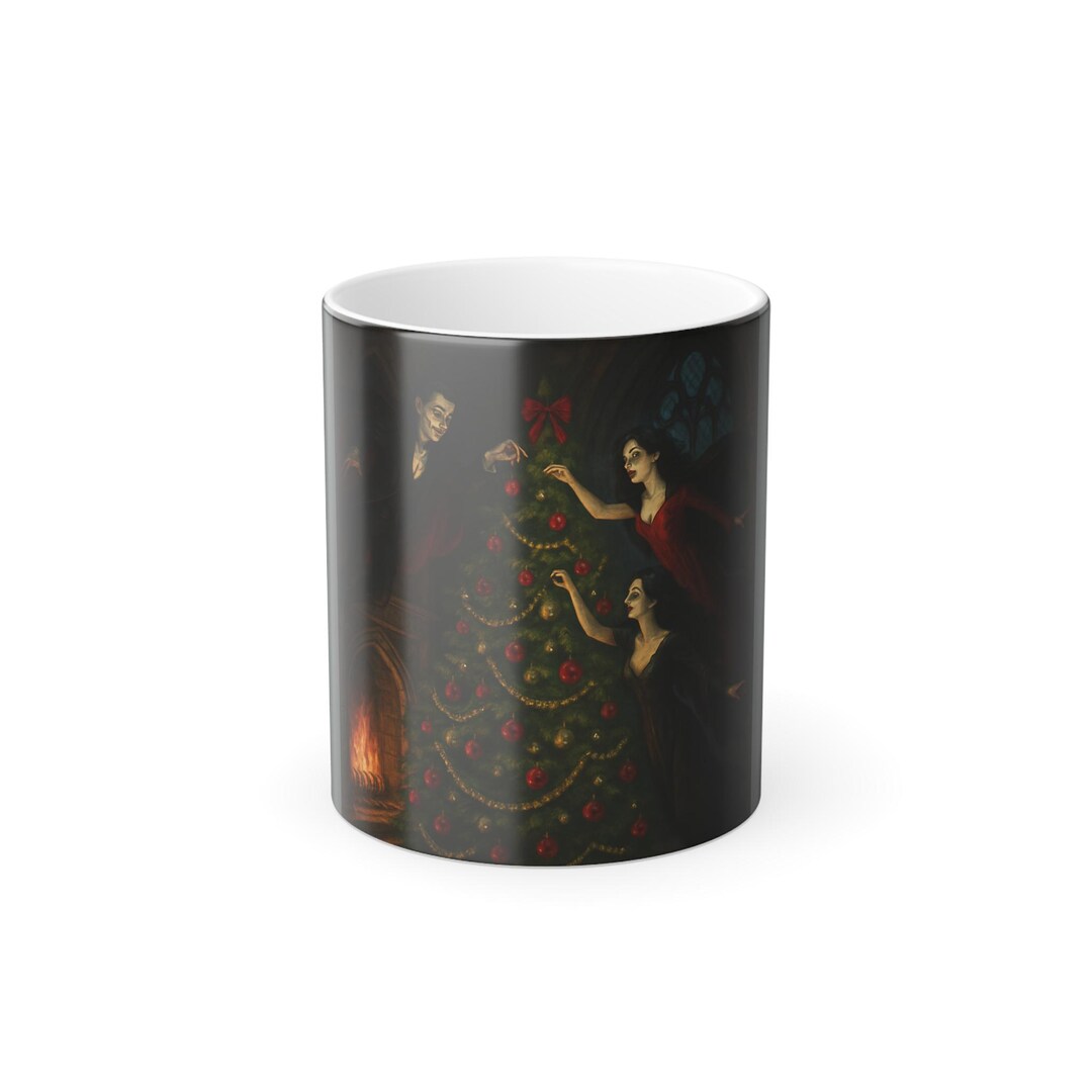 Gothic Christmas Mug - Vampire Morphing Coffee Cup | Dark Holiday Art ...