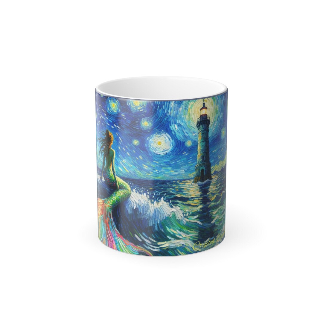 Starry Seas Mermaid Mug: Cryptid Legends Ocean Serenity - Etsy