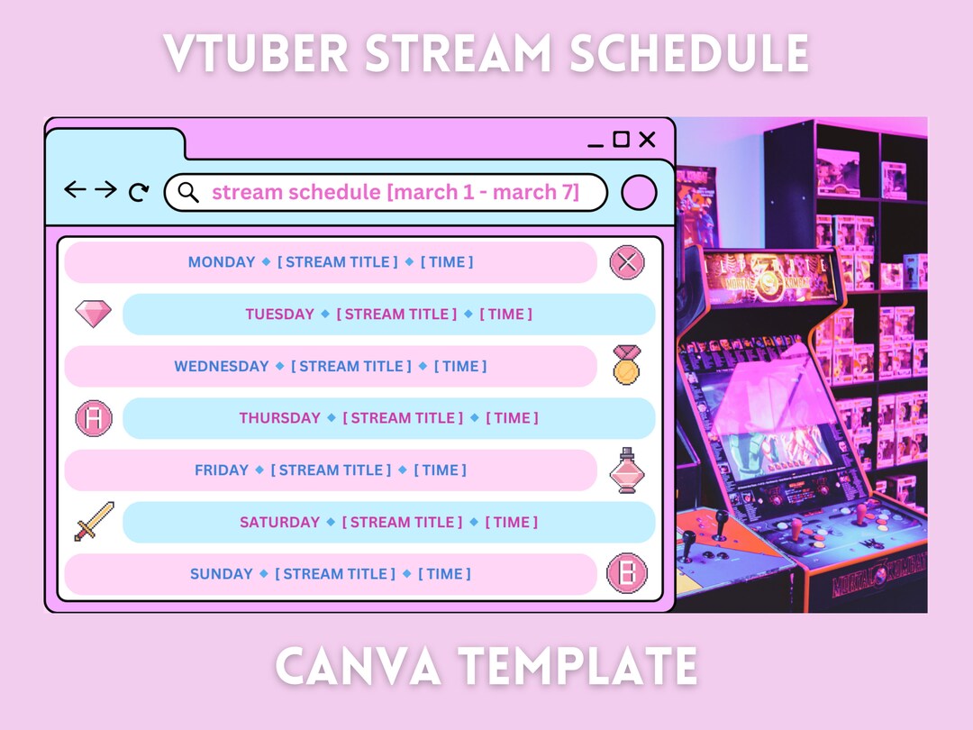 Retro Cotton Candy Vtuber Template canva Link - Etsy