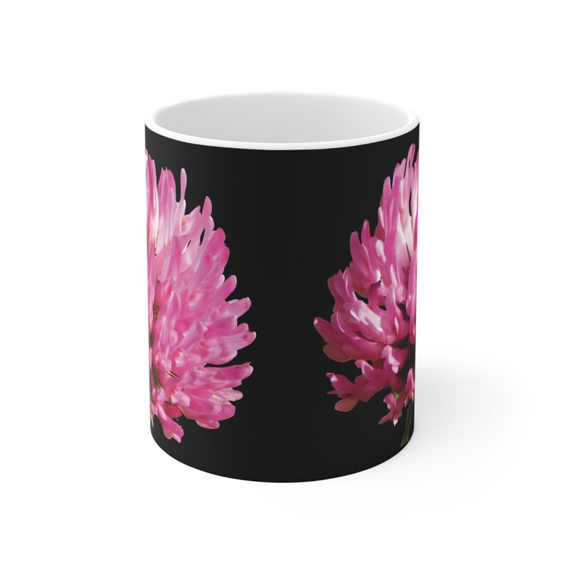 Mug 11oz, Pink Flower Mug, Black Background, Nature-inspired, Floral ...