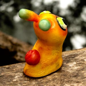 Cartoony Funny Mythical Creature, Adorable Critters Sculpture in Yellow ...