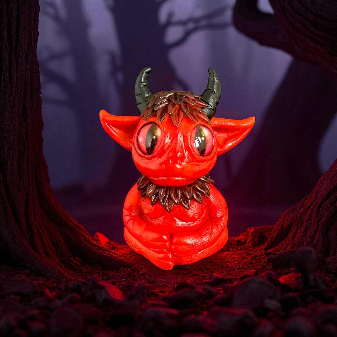 Evil Jumbie Devil Figurine, Handmade Polymer Clay Monster, Creepy Cute ...