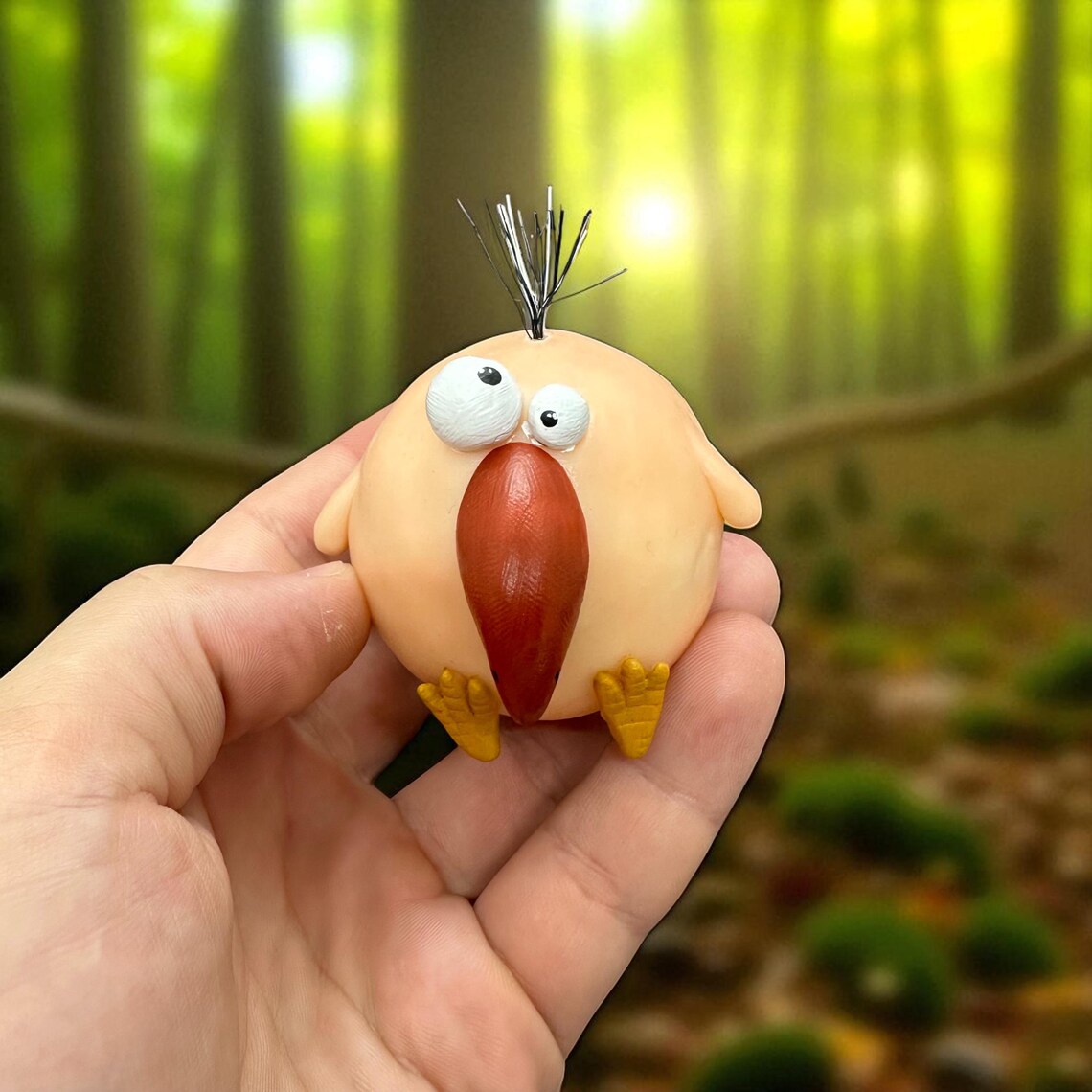 Handmade Miniature Bird Figurine, Cute Polymer Clay Bird Art Sculpture ...