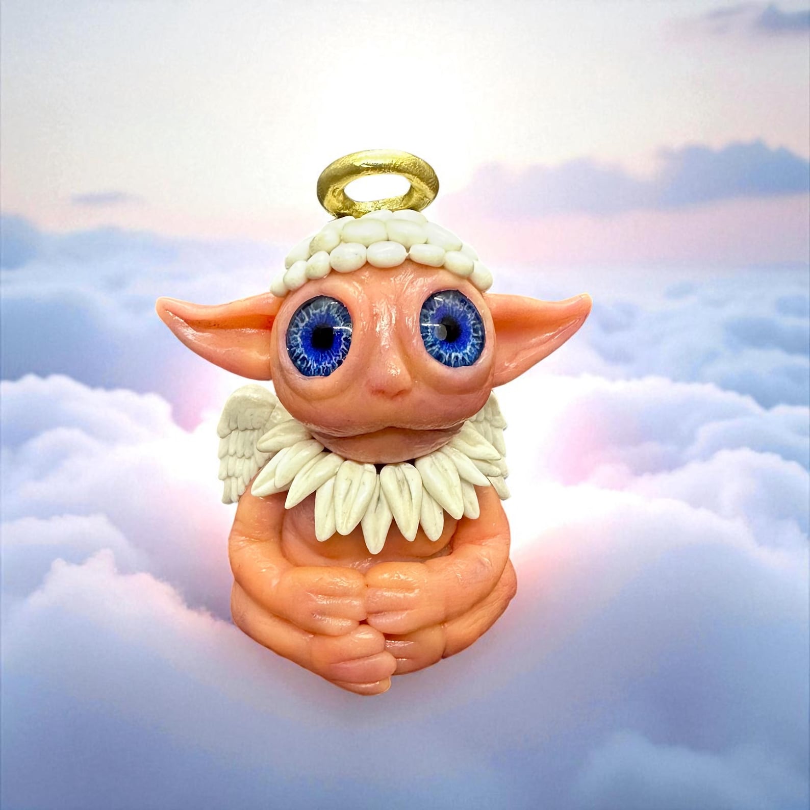 Jumbi Angel, Miniature Polymer Clay Figurine, Creative Spirit Companion ...